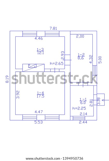 Floor Plan 2d Blackwhite Floor Plan Stock Illustration 1394950736