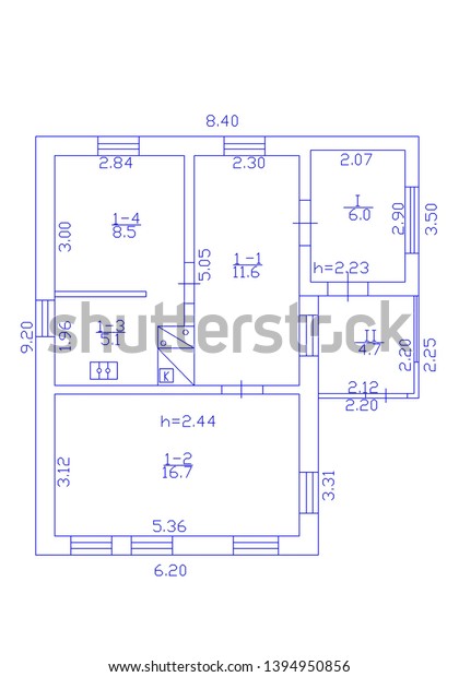 Floor Plan 2d Blackwhite Floor Plan Stock Illustration 1394950856