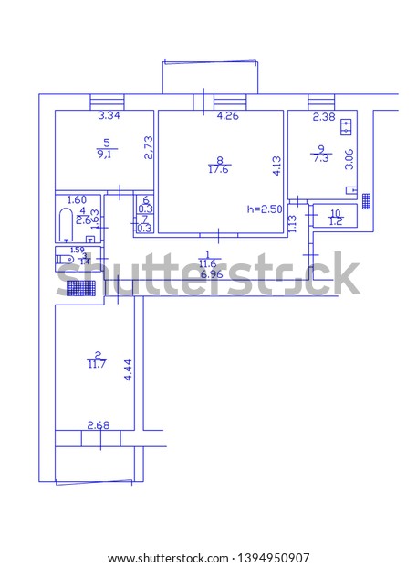 Floor Plan 2d Blackwhite Floor Plan Stock Illustration 1394950907 ...