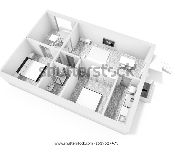 Floor Plan 3d Top View Stock Illustration 1519527473 | Shutterstock