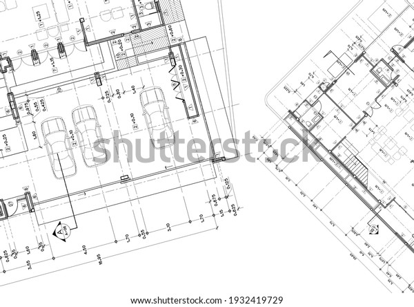 Floor Plan Designed Building On Drawing Stock Illustration 1932419729 ...