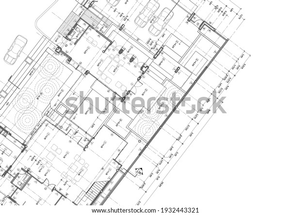 Floor Plan Designed Building On Drawing Stock Illustration 1932443321 ...