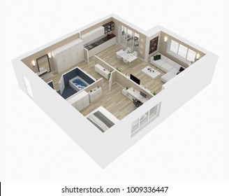 Floor Plan Home Top View 3d Stock Illustration 1338543362 | Shutterstock
