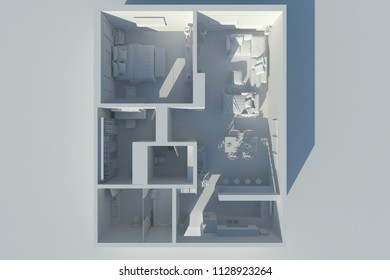 Floor Plan House Top View 3d Stock Illustration 1128923264 | Shutterstock