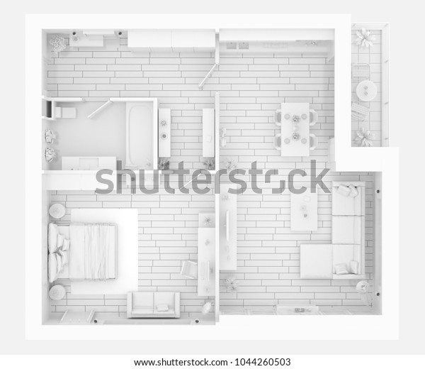 Floor Plan House Top View 3d Stock Illustration 1044260503 | Shutterstock