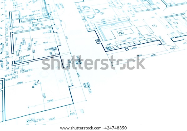 Floor Plan Project Technical Drawing Construction Stock Illustration ...