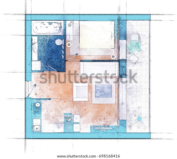 Floor Plan Sketch Stock Illustration 698168416 | Shutterstock