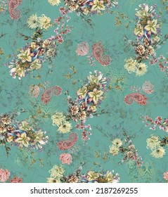 Floral Pattern Digital Print Textile Design Stock Illustration ...