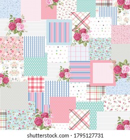 Watercolor Abstract Digital Flower Checks Pattern Stock Illustration ...