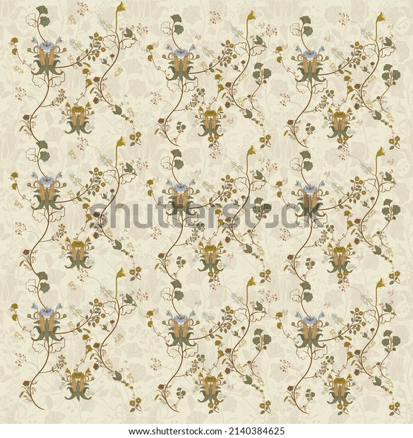 Floral Simple Aesthetic Pattern Design Stock Illustration 2140384625 ...