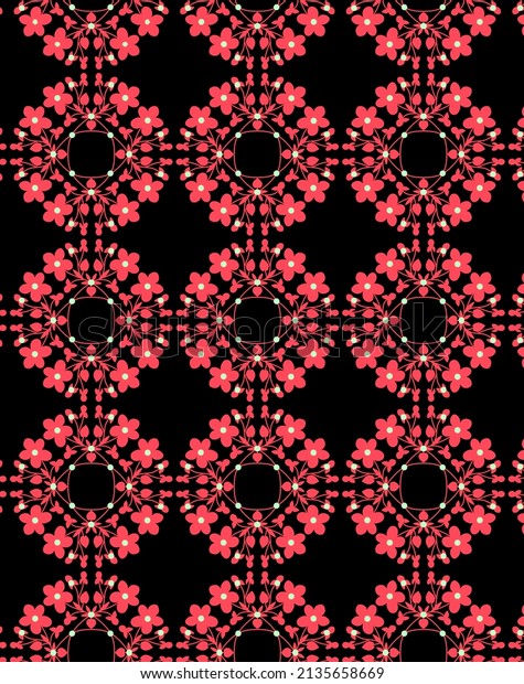 Floral Simple Geometric Pattern Round Wreaths Stock Illustration ...