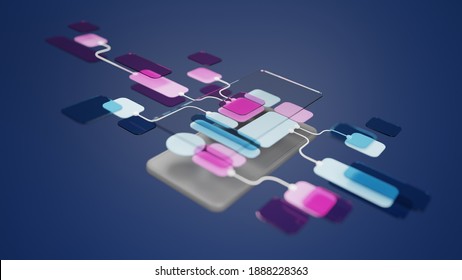 Flowchart Connection Node Graphic Designer Creative Stock Illustration ...