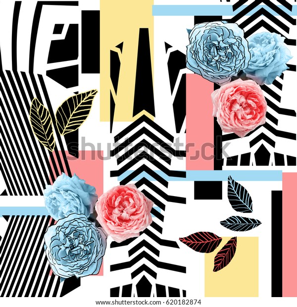 Flower Geometric Pattern: ilustrações stock 620182874 | Shutterstock