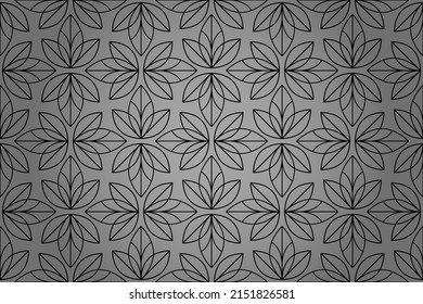 Flower Geometric Pattern Seamless Background Black Stock Illustration ...