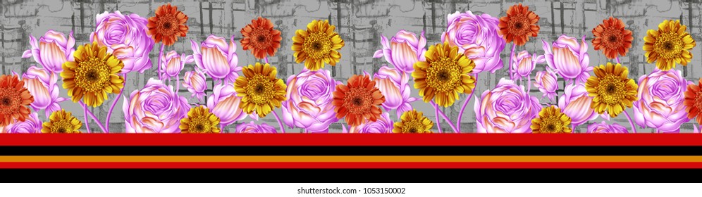 Flower Horizontal Border Background Stock Illustration 1053150002 ...