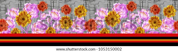 Flower Horizontal Border Background Stock Illustration 1053150002 ...