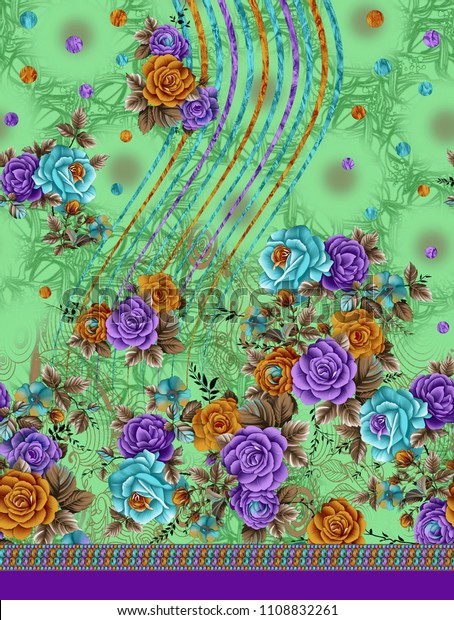 Flower Horizontal Border Background Stock Illustration 1108832261