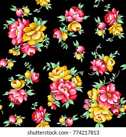 Flower Pattern Black Background Stock Illustration 774217813 | Shutterstock