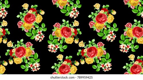 Flower Pattern Black Background Stock Illustration 789959425 | Shutterstock