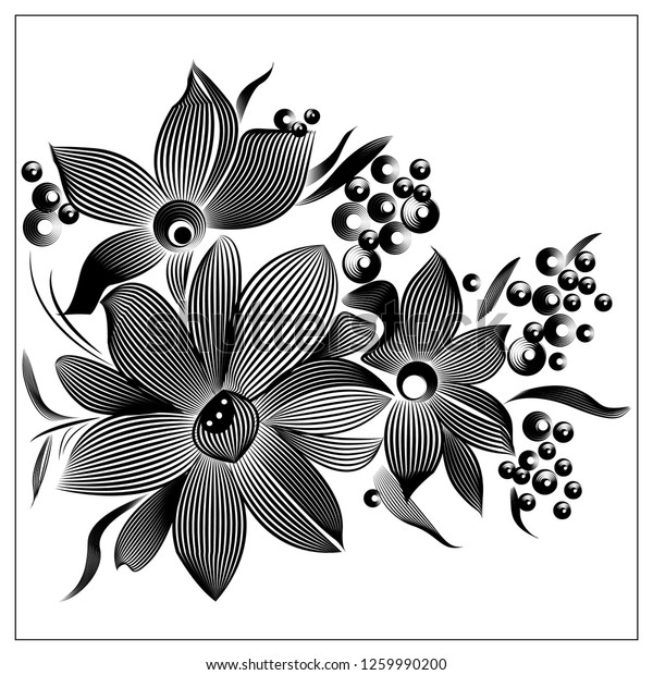 Flower Pattern Line Art Stock Illustration 1259990200 | Shutterstock