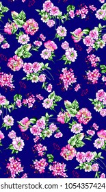 Flower Pattern Navy Background Stock Illustration 1054357424 | Shutterstock