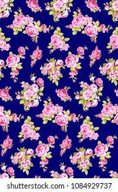 Flower Pattern Navy Background 库存插图 1084929737 | Shutterstock