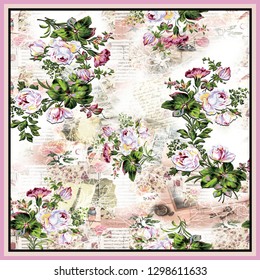 Flower Pattern Scarf Stock Illustration 1298611633 | Shutterstock