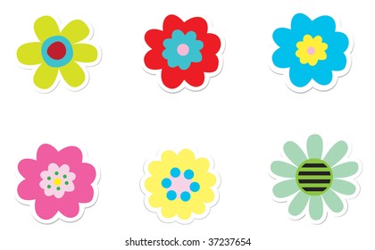 Flower Stickers Bitmap Stock Illustration 37237654 | Shutterstock