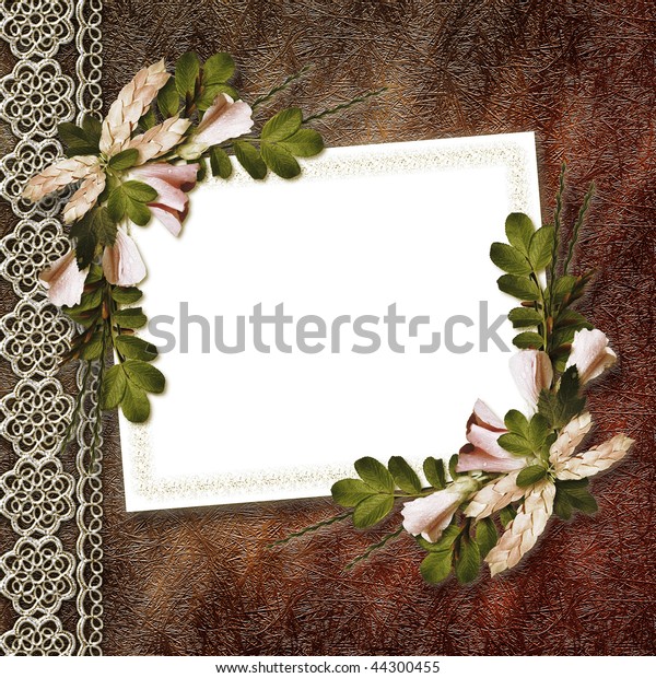 Flowered Framework Greeting Congratulations Invitation 스톡 일러스트 44300455 ...