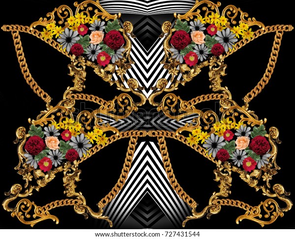Flowers Chain Stock Illustration 727431544
