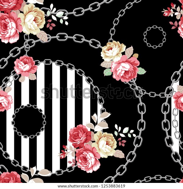 Flowers Chain Pattern Seamless Pattern Stock Illustration 1253883619 ...