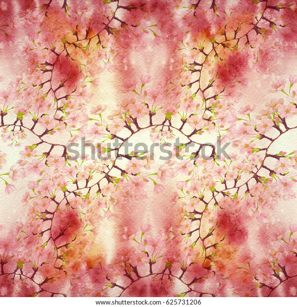 Flowers Cherry Tree Seamless Pattern Abstract Stock Illustration 625731206