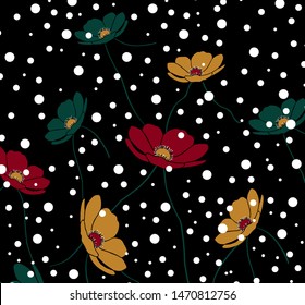Flowers Dots Pattern Design: ilustrações stock 1470812756 | Shutterstock
