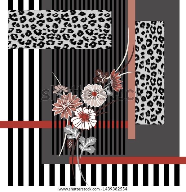 Flowers Geometric Pattern Design Stok İllüstrasyon 1439382554 ...