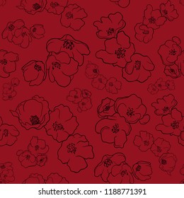 Flowers Pattern Red Background Stock Illustration 1188771391 | Shutterstock