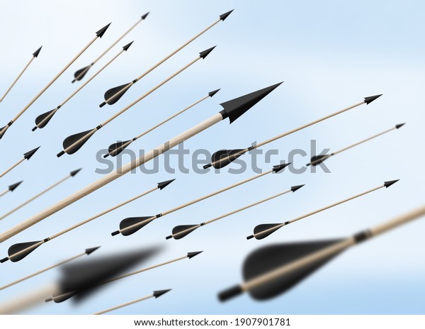 Flechas voladoras sobre el fondo del: ilustración de stock 1907901781 ...