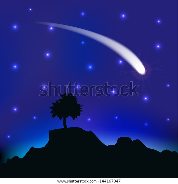Flying Comet Night Sky Stock Illustration 144167047 | Shutterstock