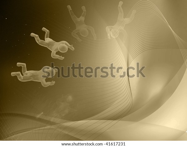 Flying Translucent Mans Against Star Background Stock Illustration ...