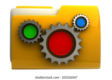 Folder Icon Gear Wheels Over White 스톡 일러스트 101526547