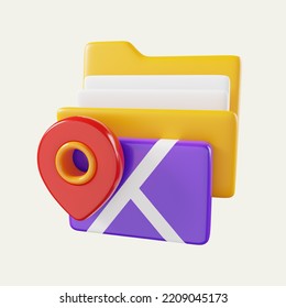 Folder Map Mark Location Isolated On Stock Illustration 2209045173 ...