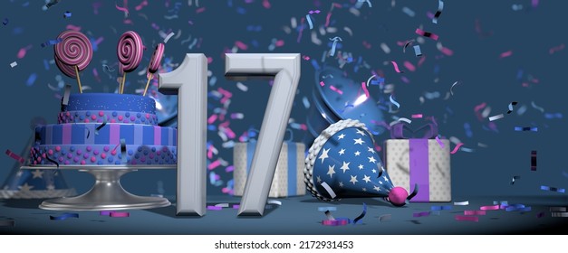 Foreground Solid White Number 17 Birthday Stock Illustration 2172931453 ...