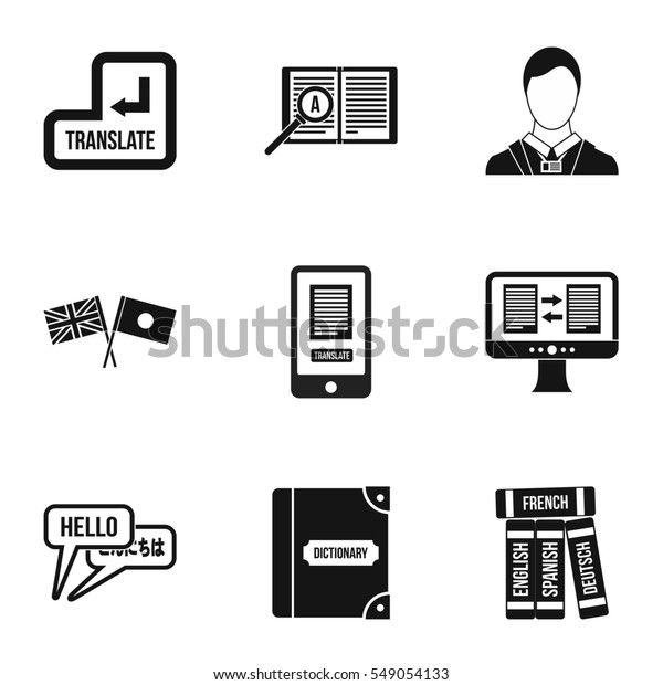 Foreign Language Icons Set Simple Illustration Stock Illustration 549054133