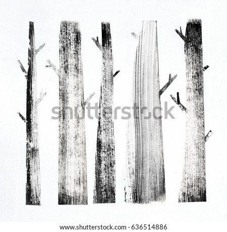 Forest Background Simple Abstract Trees Ink Stock Illustration ...