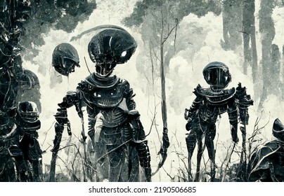 Forest Scene Ancient Robots Stock Illustration 2190506685 | Shutterstock
