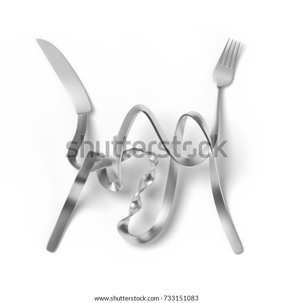 Fork Knife Twisted Tangled Together Making Stock Illustration 733151083 ...