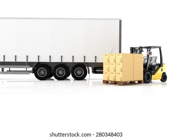Forklift Loading Truck 3d Rendering Stock Illustration 280348385