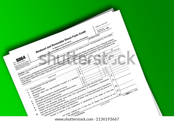 Form 8864 Papers Biodiesel Renewable Diesel Stock Illustration ...