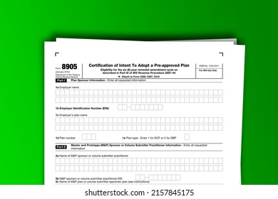 Form 8905 Papers Certification Intent Adopt Stock Illustration ...