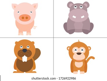 Four Animals Vector Drawing Stock Illustration 1726922986 | Shutterstock