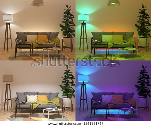 Four Different Color Lights Set Living Stock Illustration 1561881769